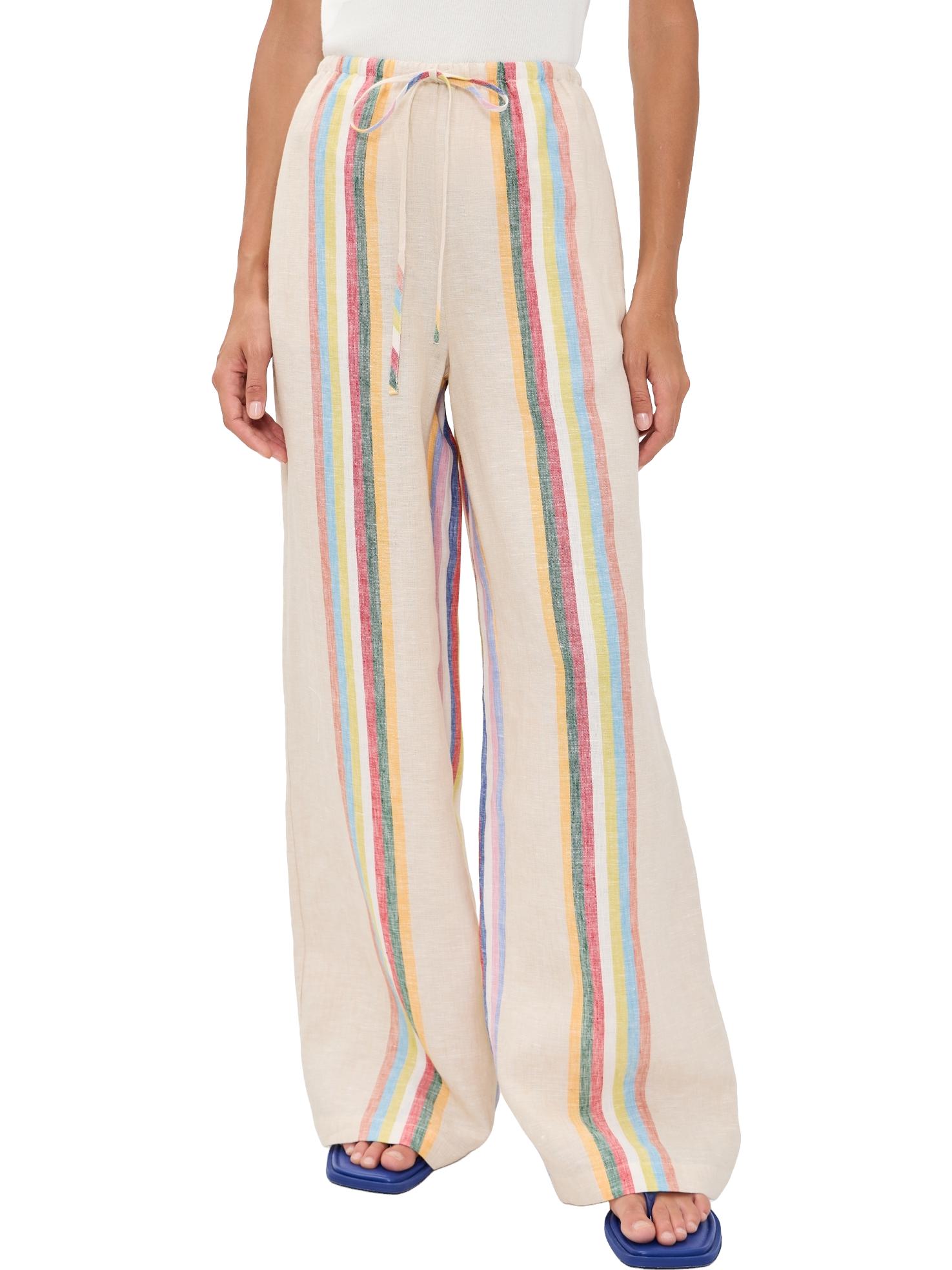 STAUD STAUD Mateo Linen Stripe Wide-Leg Pants